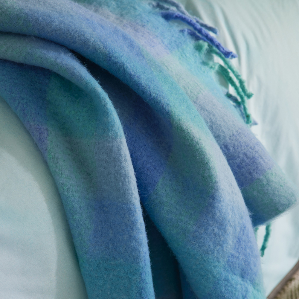 Adairs Kids - Fuzzy Ocean Check Throw | Adairs