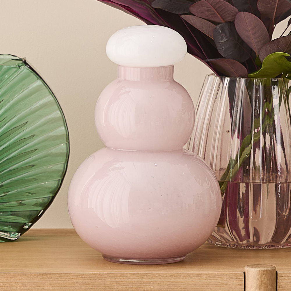 Pebble White & Mauve Short Jar | Adairs