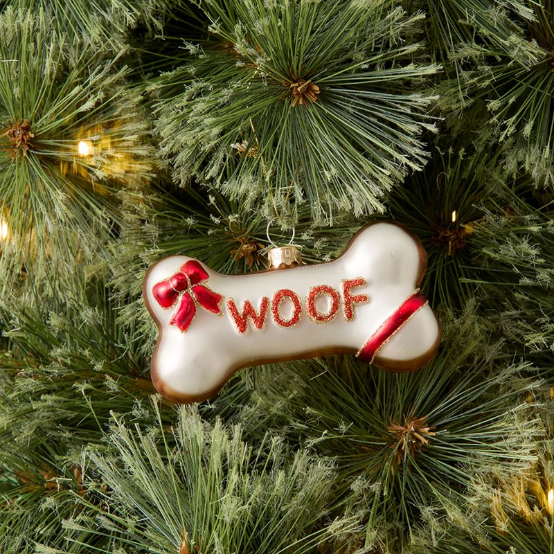 Vintage Woof Bone Mercury Glass Ornament Adairs