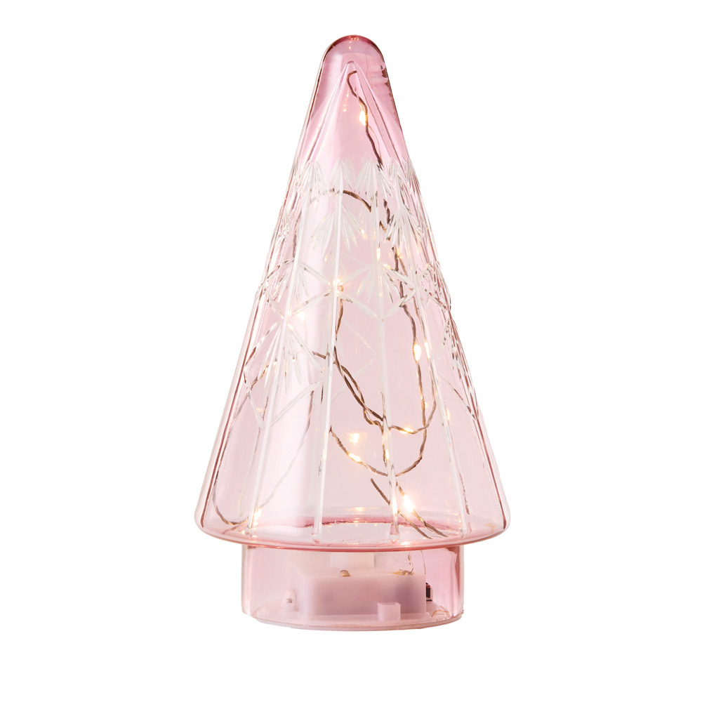 Cut Glass Pink Merry & Bright LED Tree | Adairs