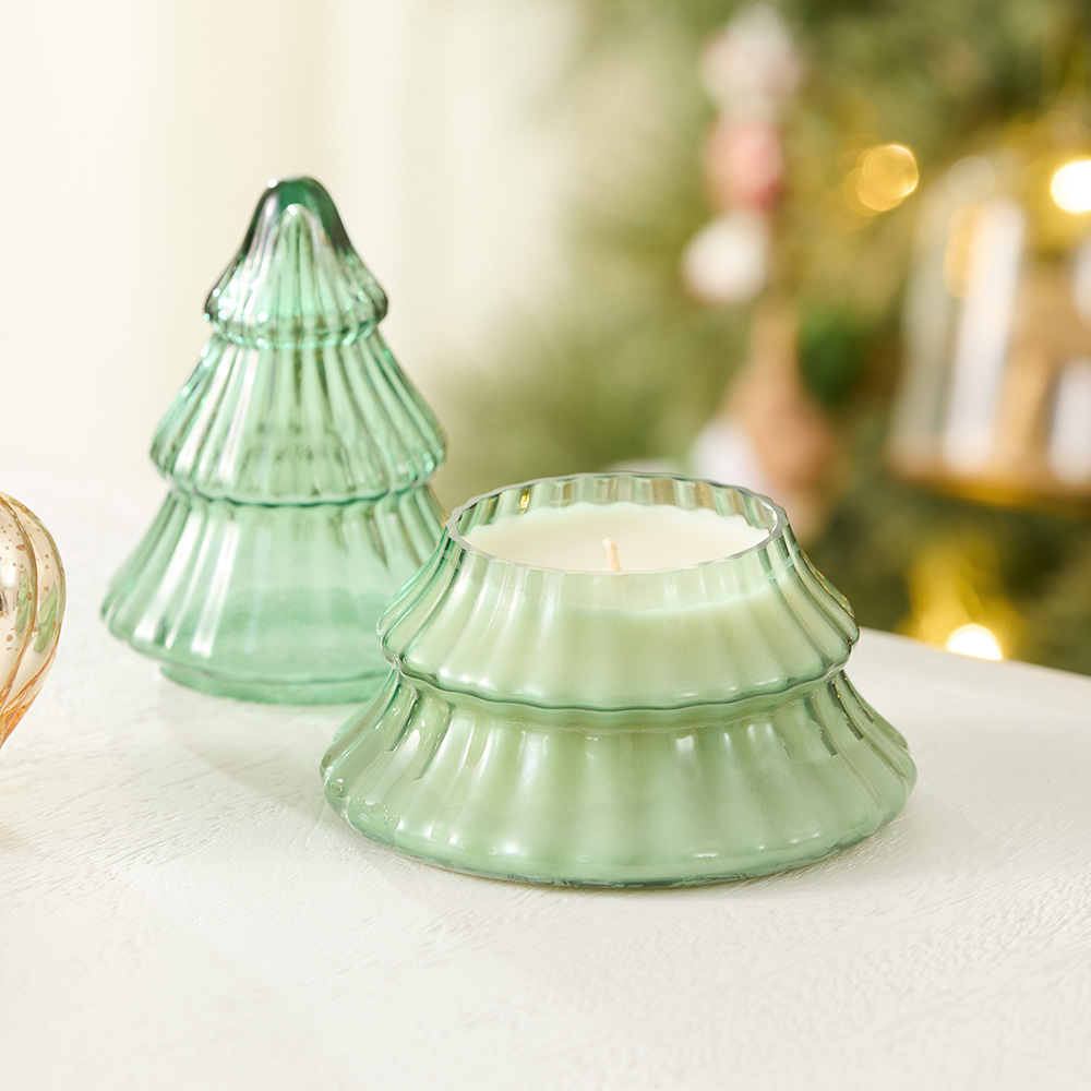 Festive Christmas Tree Glass Candle 260g | Adairs