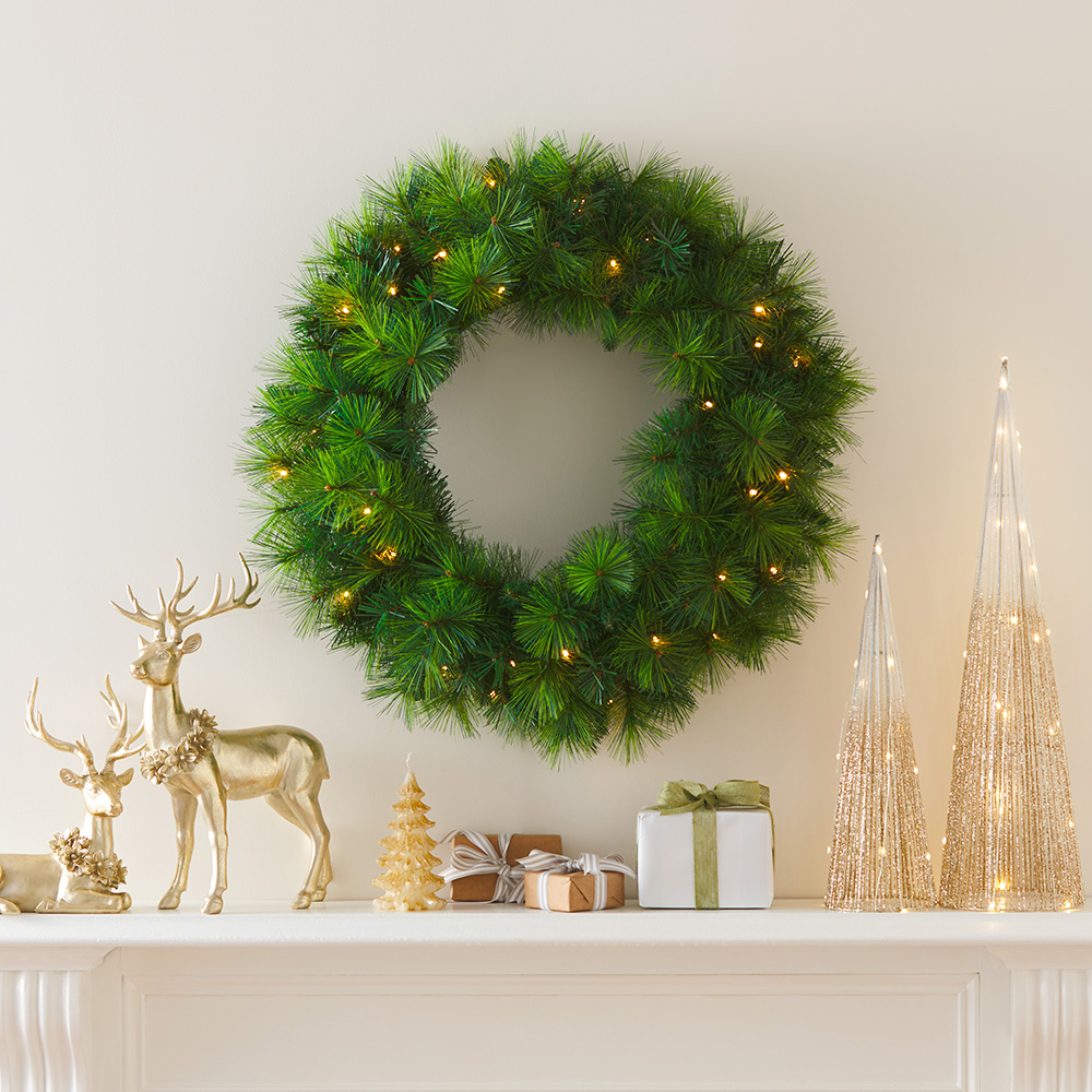 Pine Green Small LED Wreath | Adairs