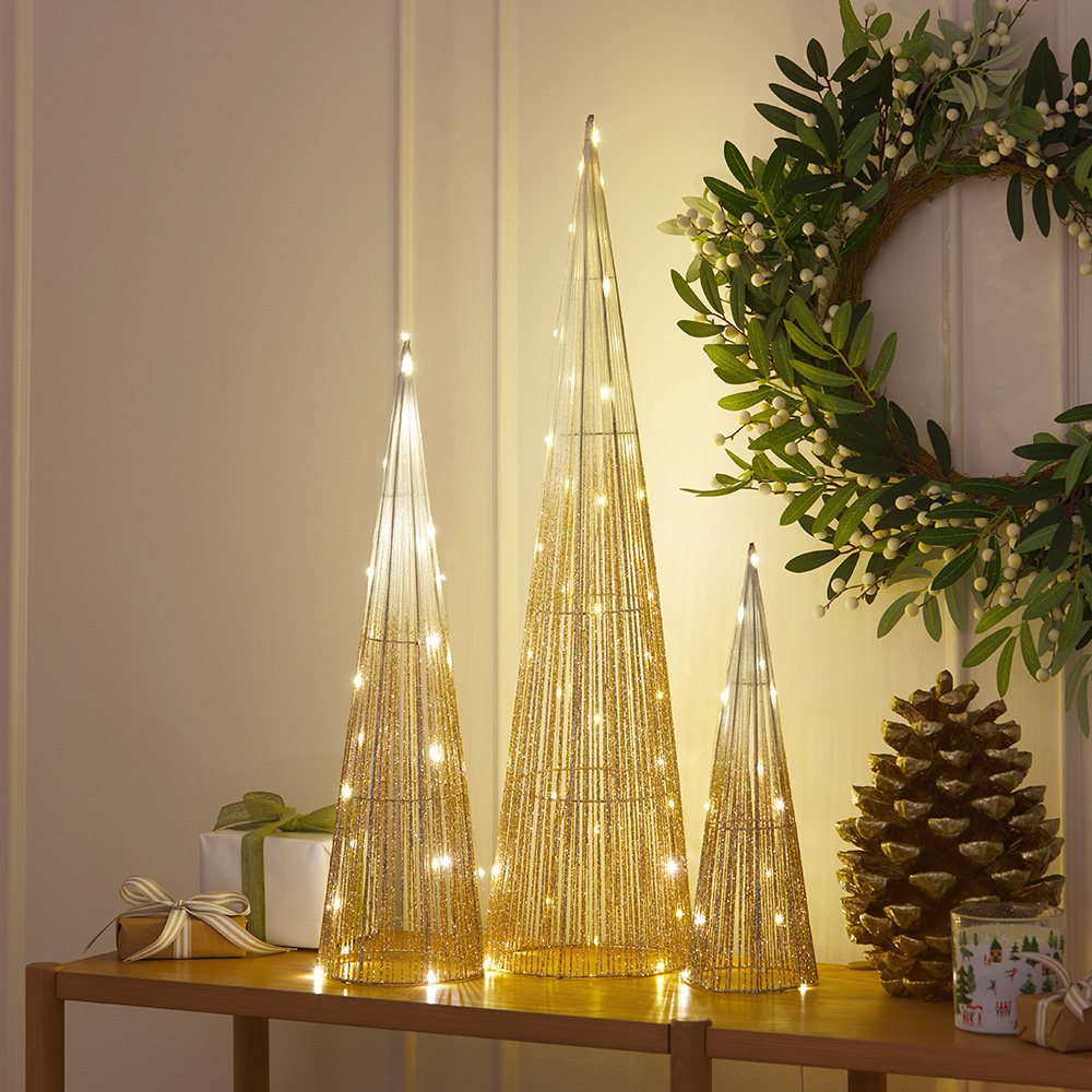 Ombre LED Gold & Silver Medium Cone Tree | Adairs