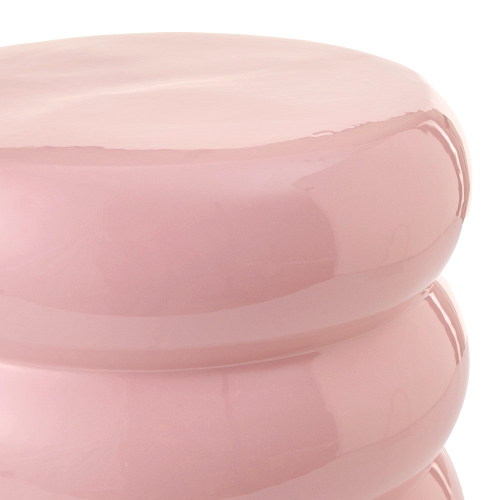 Ceramic Soft Pink Ribbed Side Table | Adairs