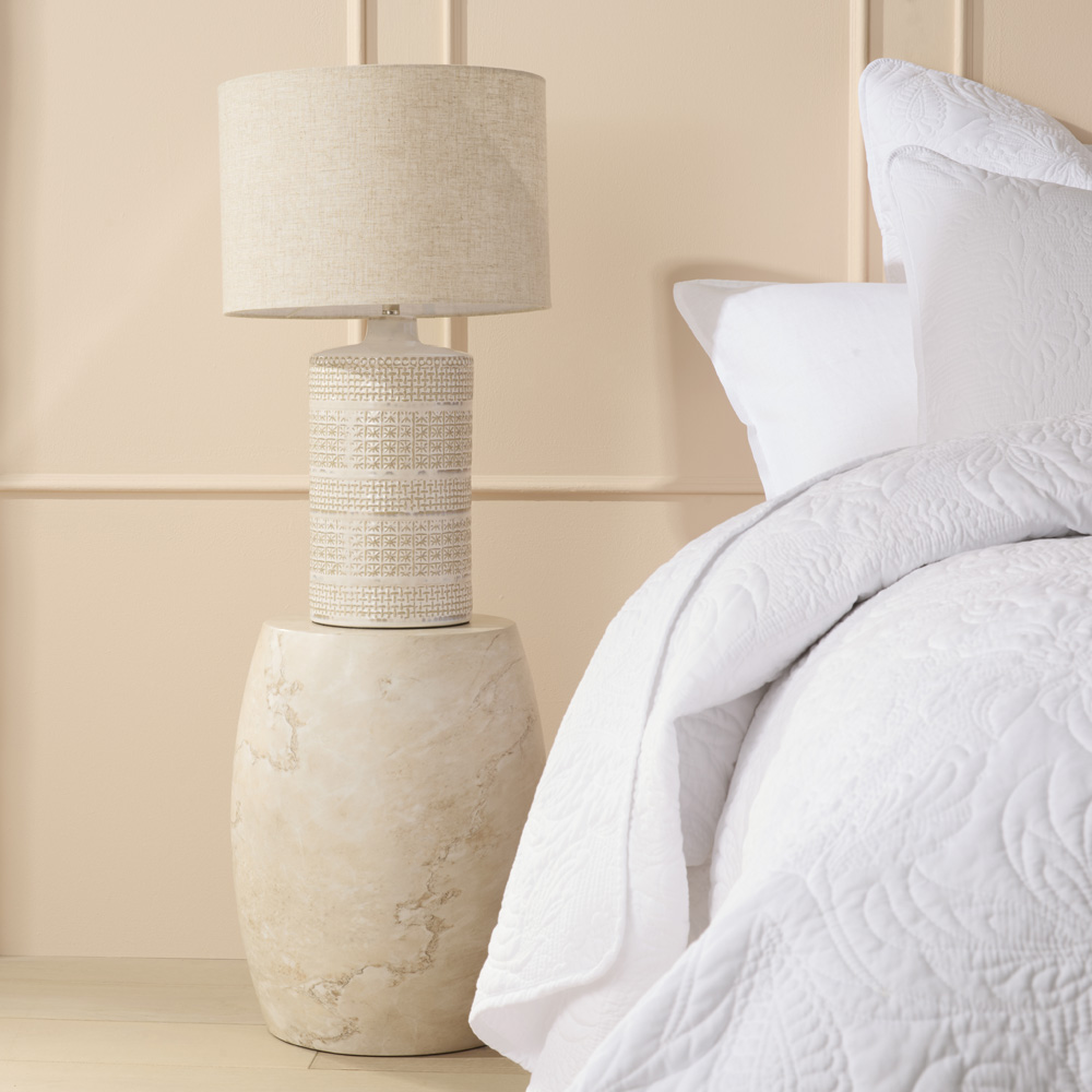 Iris Faux Travertine Indoor & Outdoor Side Table | Adairs