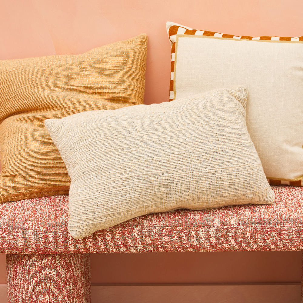 Caspian Natural & White Long Cushion | Adairs