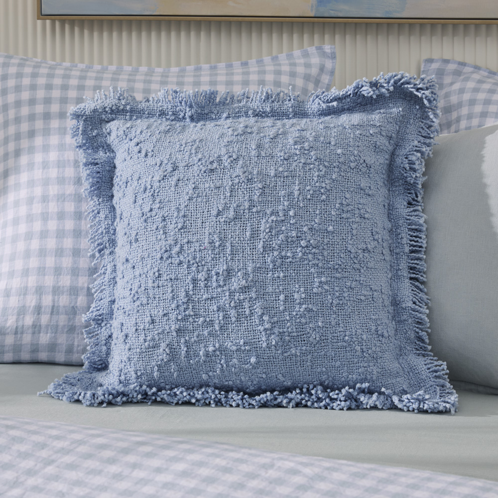 Leiden Chambray Blue Boucle Cushion | Adairs