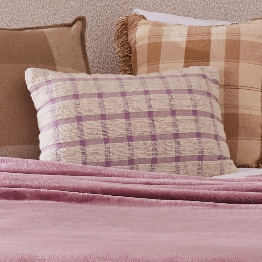 Izamal Elderberry Check Cushion | Adairs