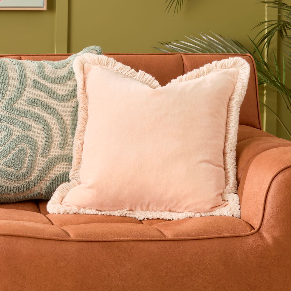 Mirri Peach Velvet Cushion | Adairs