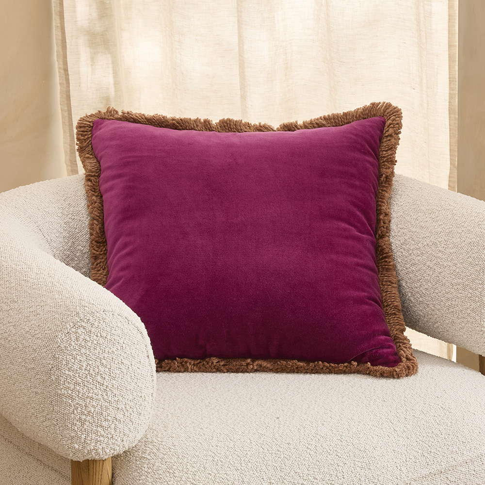 Mirri Raspberry Velvet Cushion | Adairs