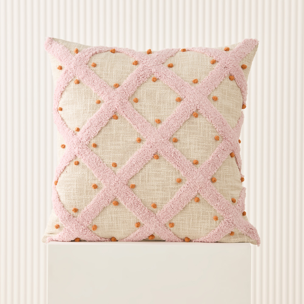 Diamond Pink Tufted Cushion | Adairs