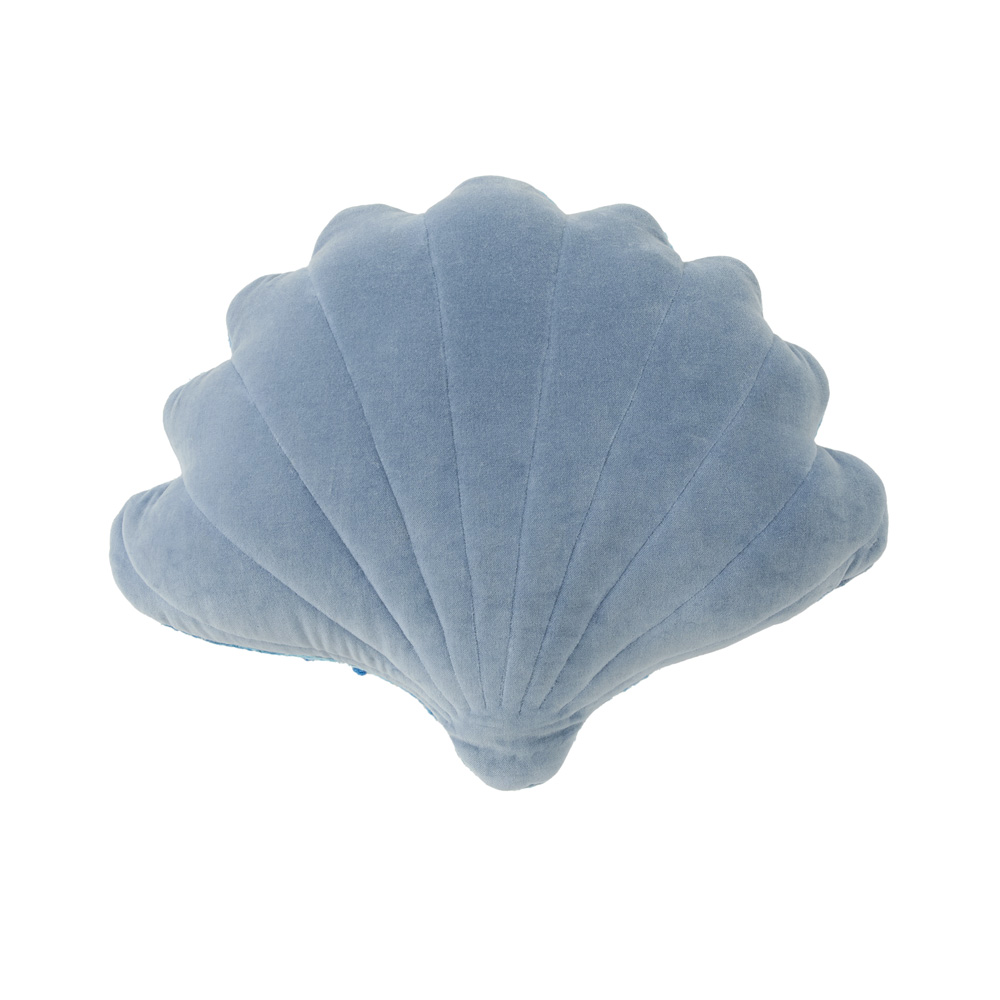 Shell Blue Velvet Cushion | Adairs