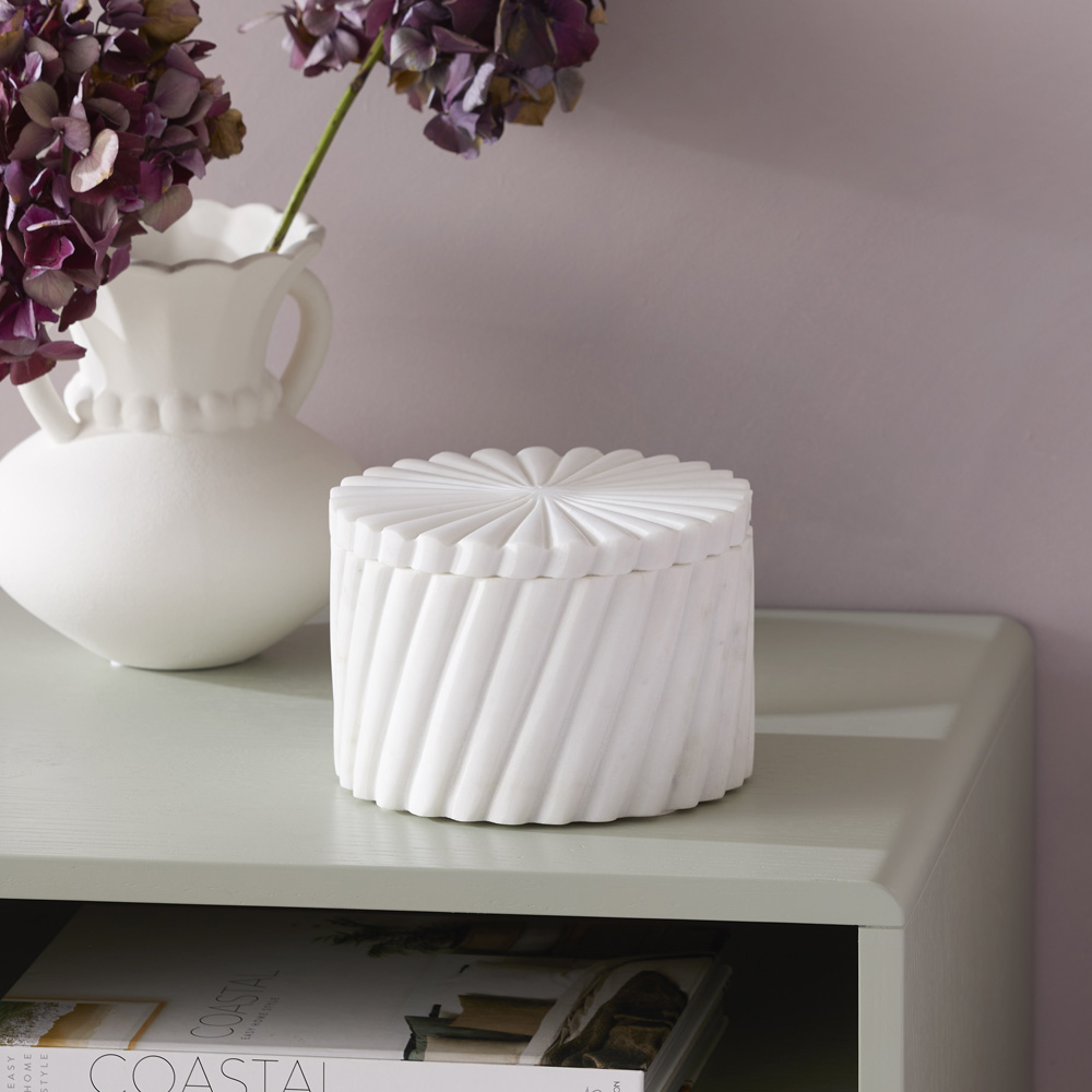 Myra White Scallop Round Jewellery Box | Adairs