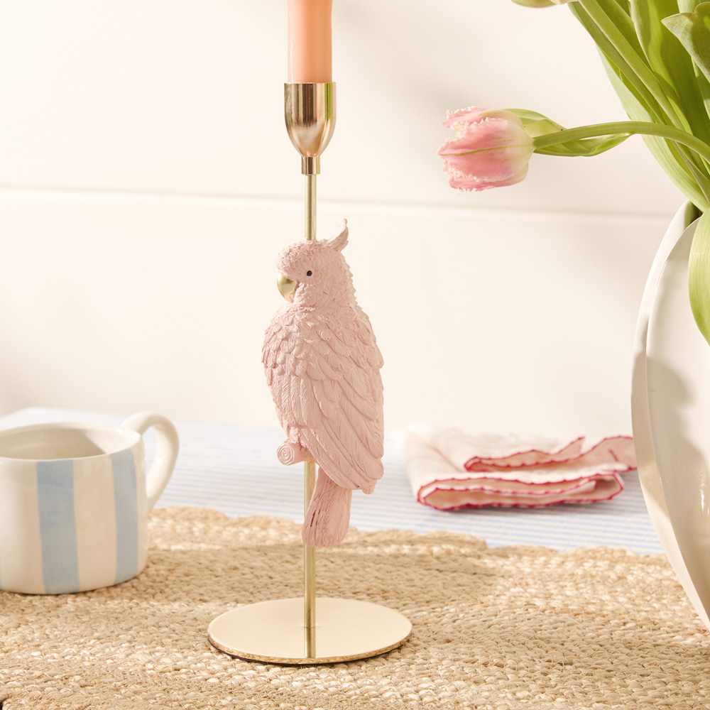 Bird Pink & Gold Candleholder | Adairs