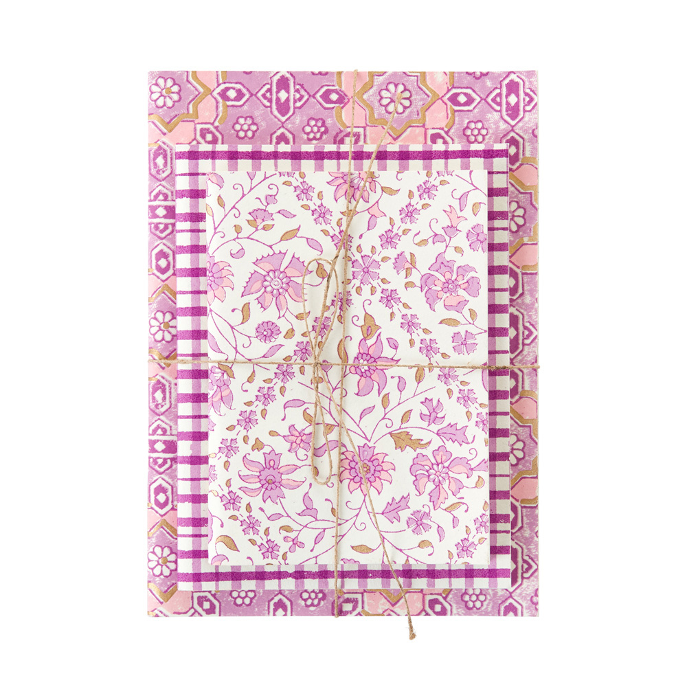 Lilac Block Printed Note Book Set | Adairs