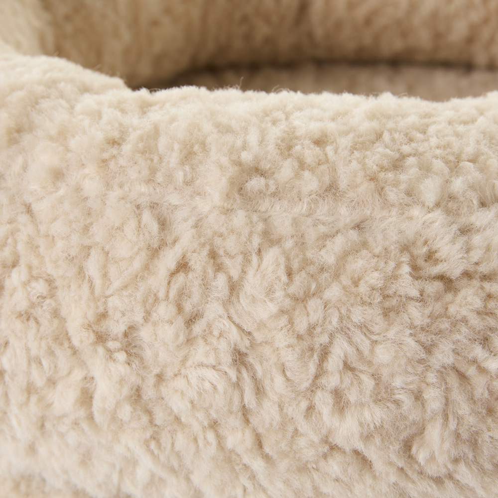 Milo Natural Sherpa Cat Bed | Adairs