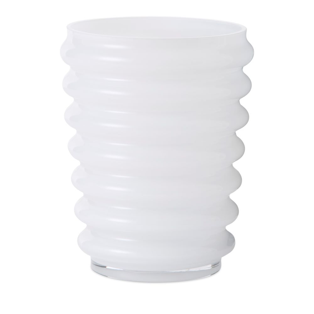 Eden White Ribbed Vase | Adairs