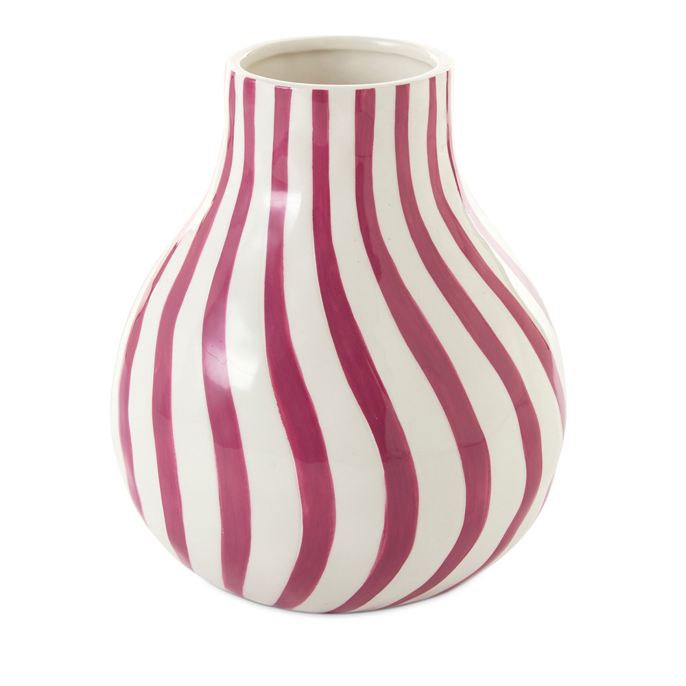 Lola Magenta Stripe Vase | Adairs