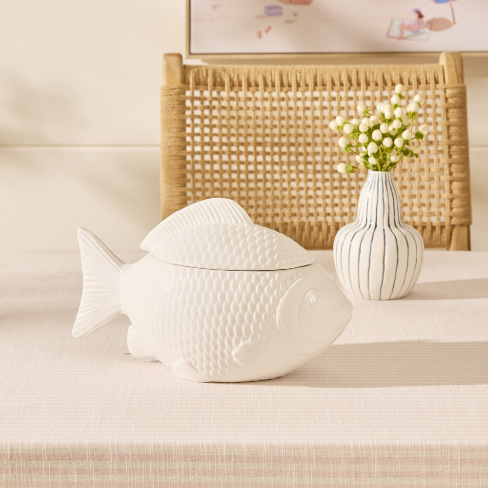 Ocean White Fish Container | Adairs