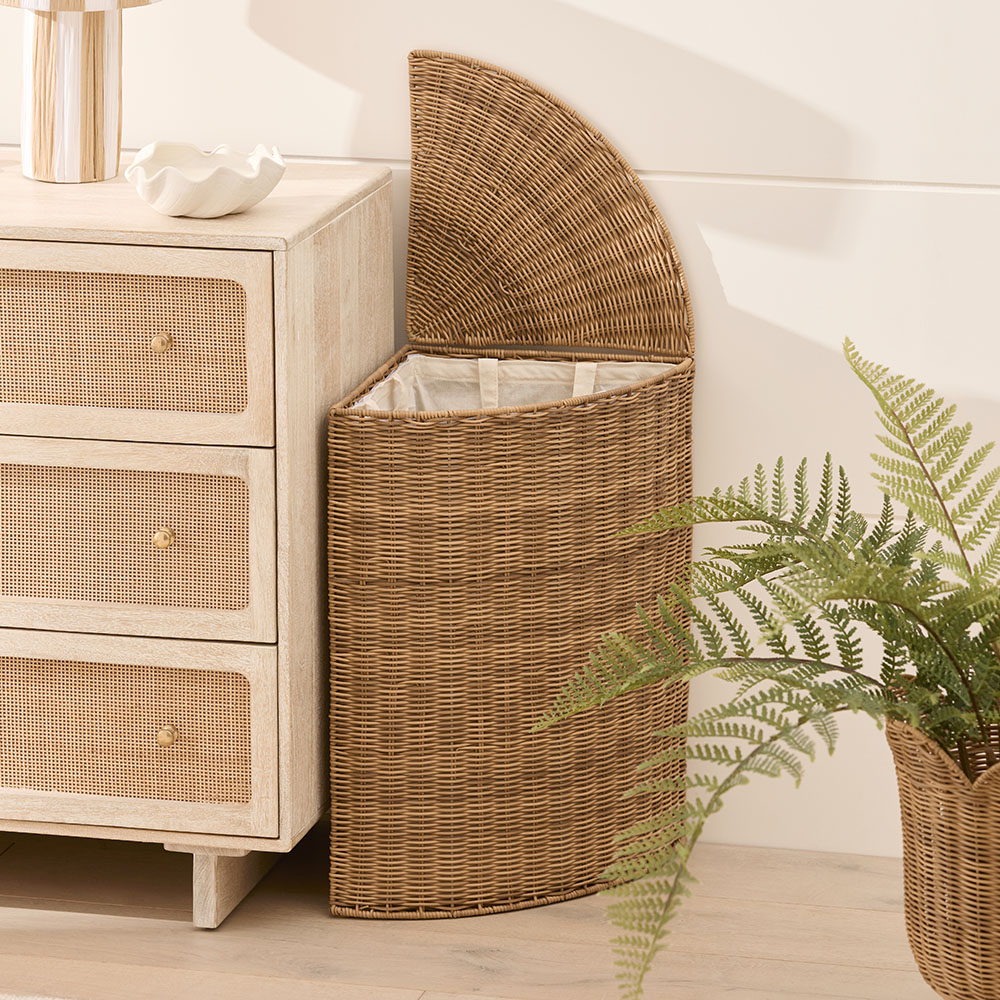 Lydia Natural Corner Laundry Basket | Adairs
