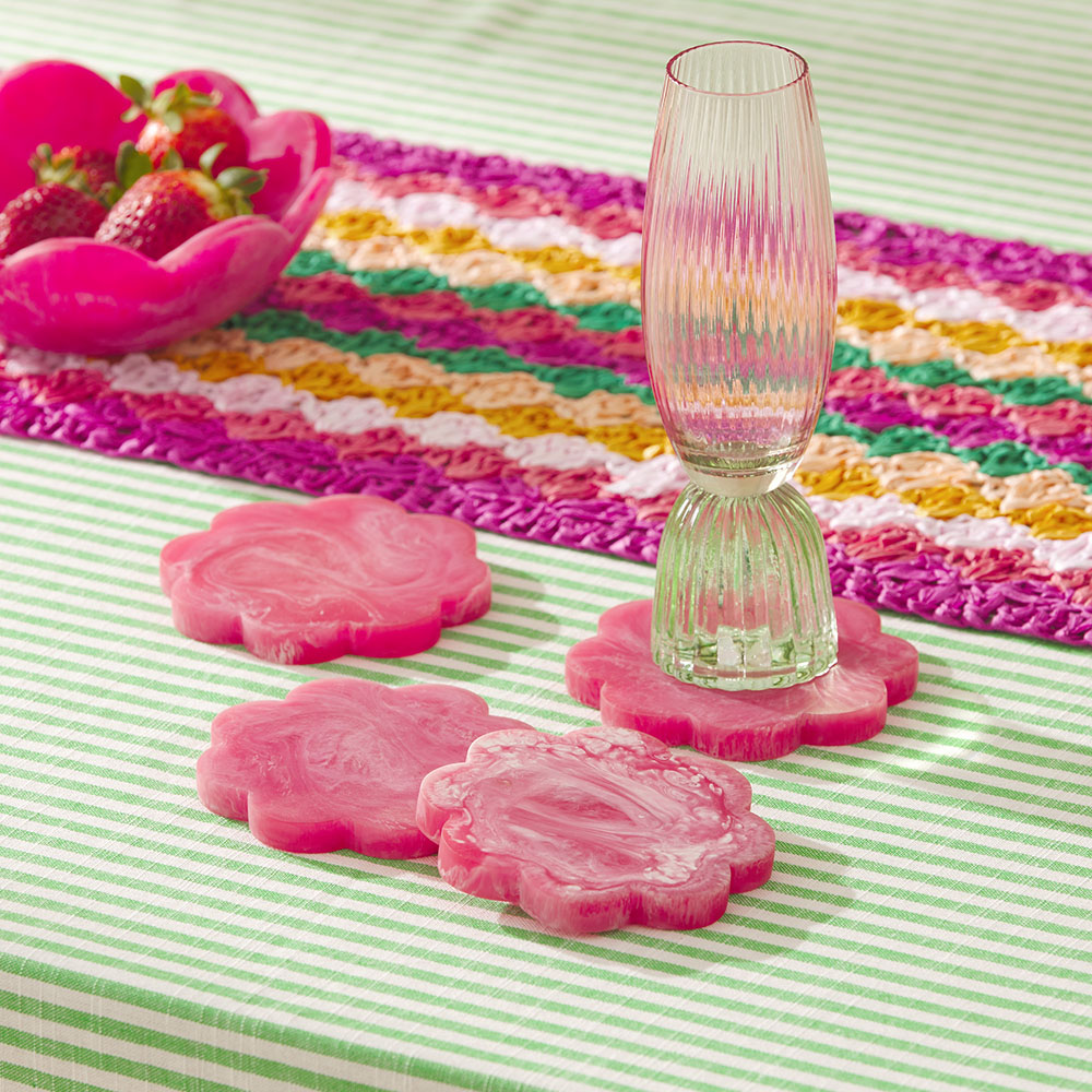 Calypso Matte Raspberry Scalloped Resin Coasters Set of 4 | Adairs