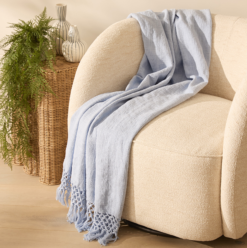 Macrame Chambray Blue Knot Throw | Adairs