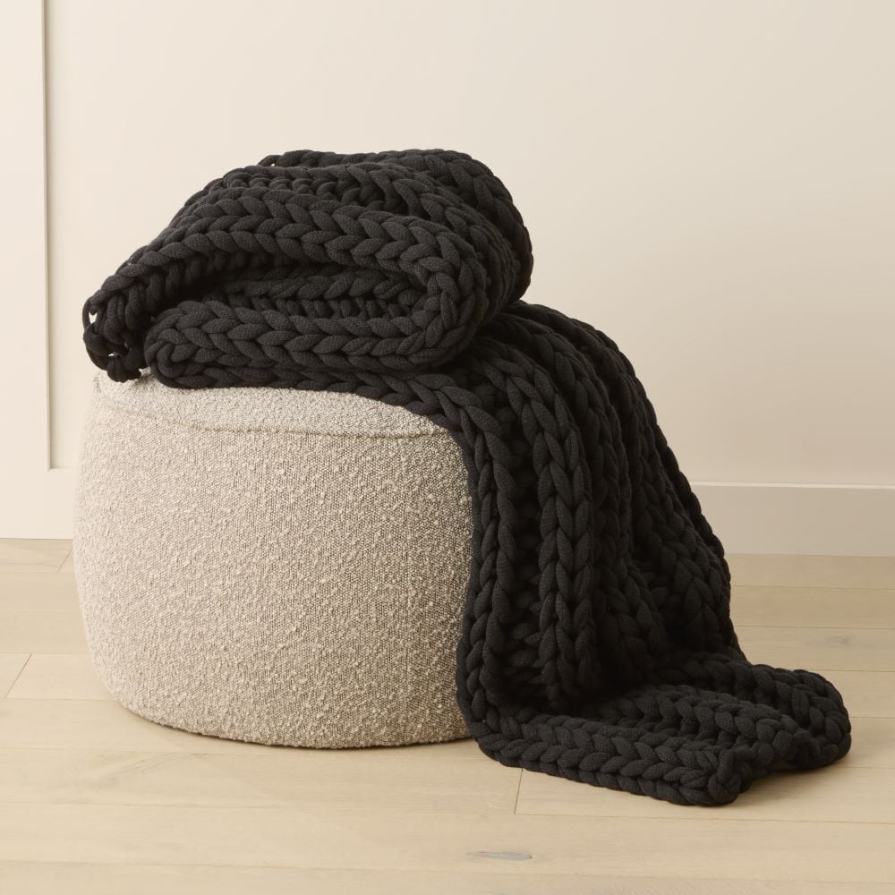 Newport Black Chunky Knit Throw | Adairs