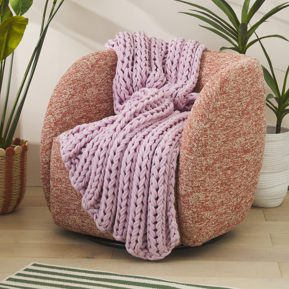 Newport Orchid Chunky Knit Throw | Adairs
