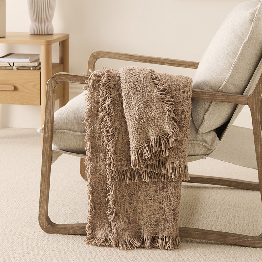 Leiden Taupe Boucle Throw | Adairs