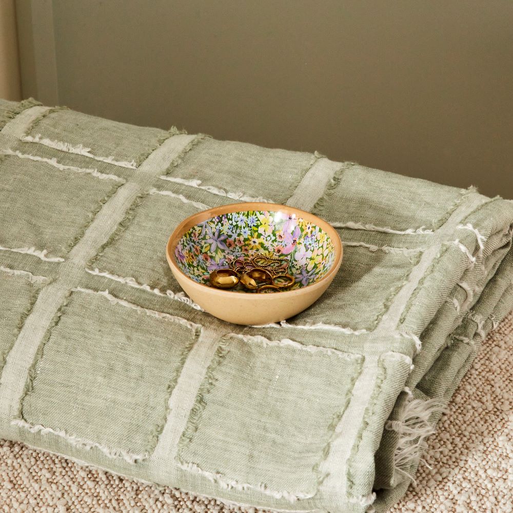 Pasquale Soft Green Linen Throw | Adairs