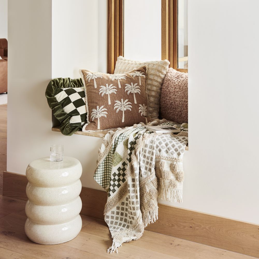 Felix Natural & Green Tufted Throw | Adairs
