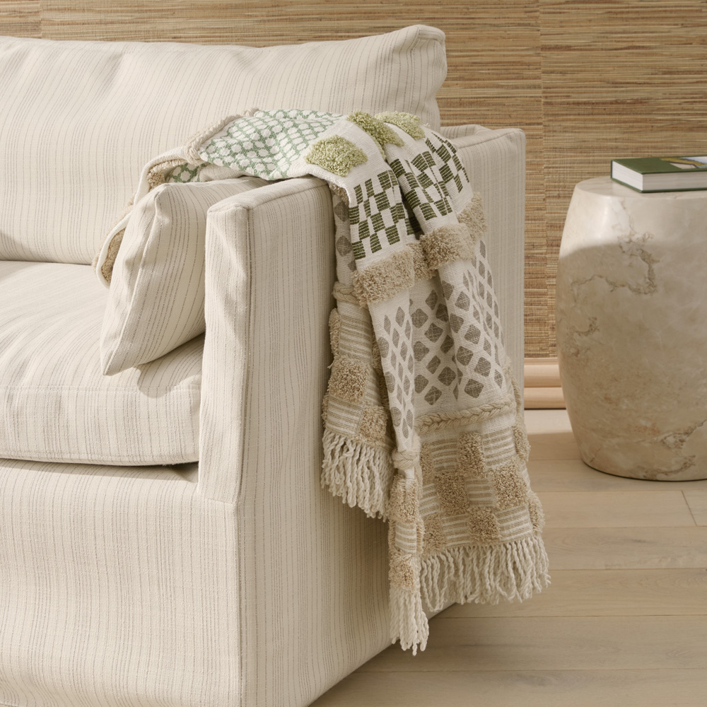 Felix Natural & Green Tufted Throw | Adairs