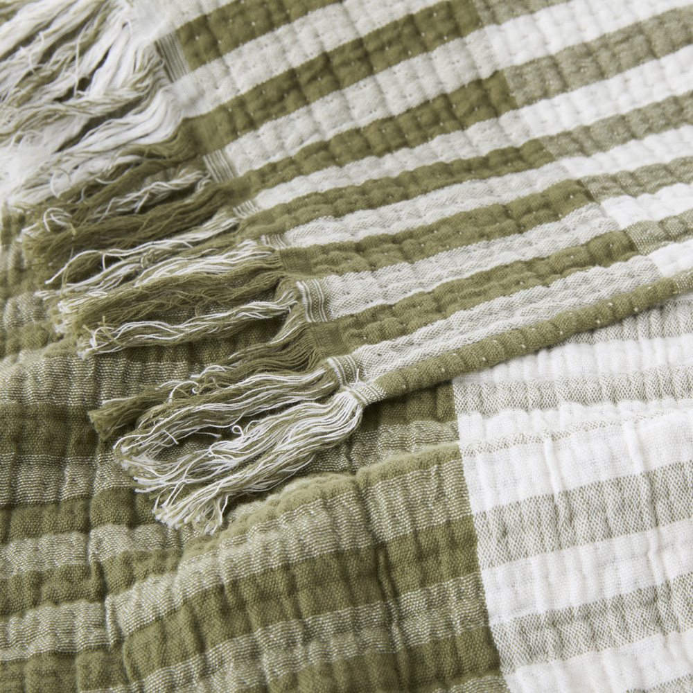 European Sofia Olive Green Throw | Adairs