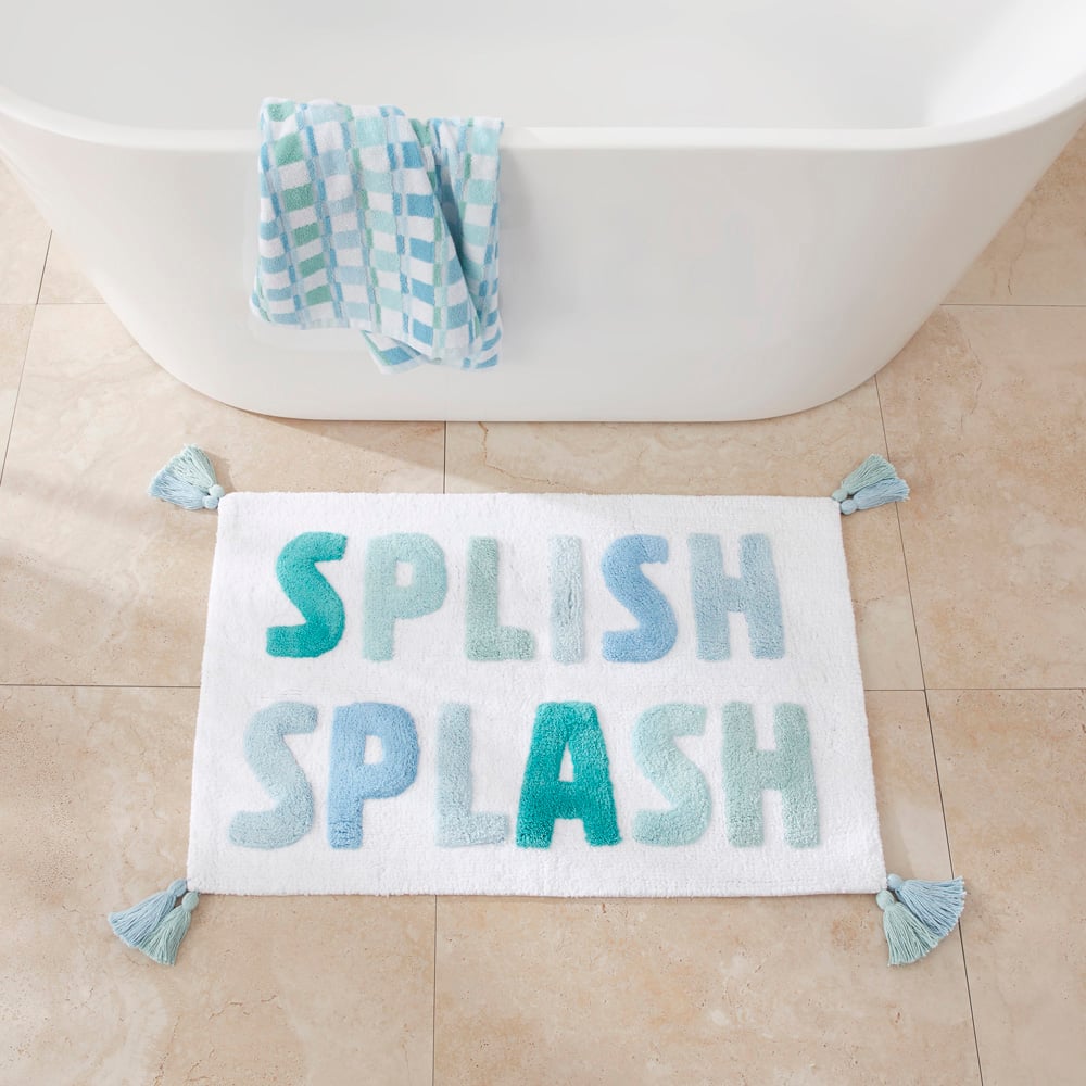 Adairs Kids - Splish Splash Pink & Lilac Text Bath Mat | Adairs