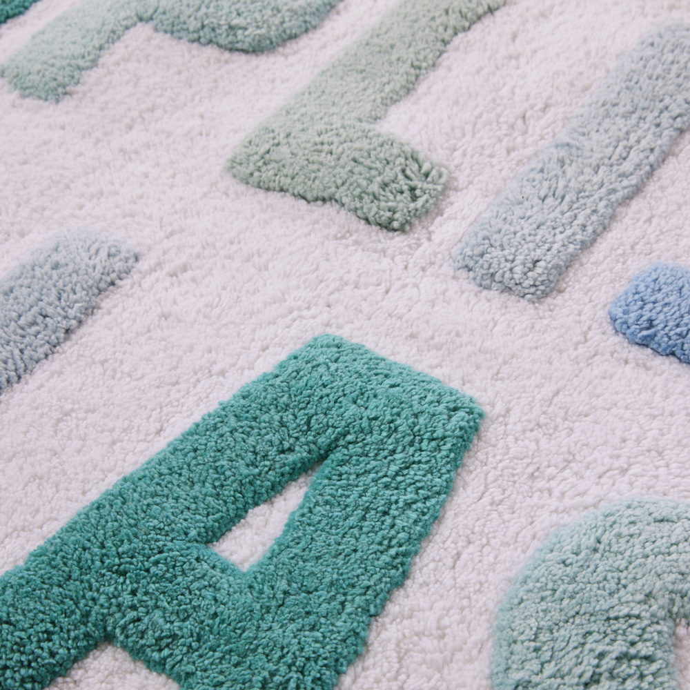Adairs Kids - Splish Splash Blue & Mint Text Bath Mat | Adairs