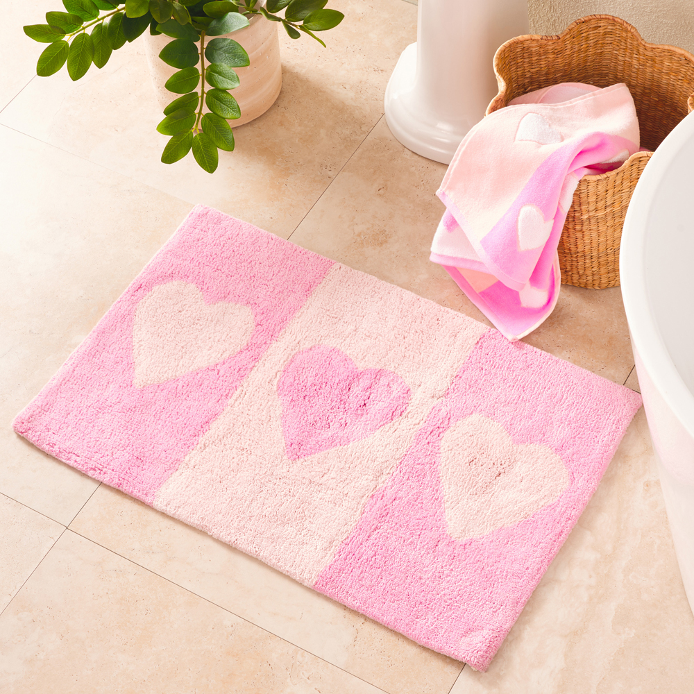 Adairs Kids - Pink Hearts Bath Mat | Adairs