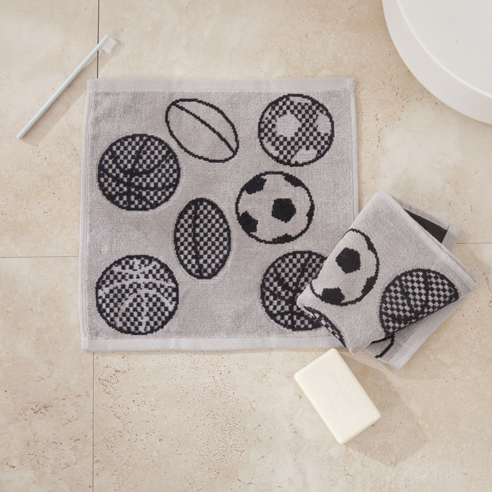 Adairs Kids - Game Day Grey Face Washers Pack of 2 | Adairs