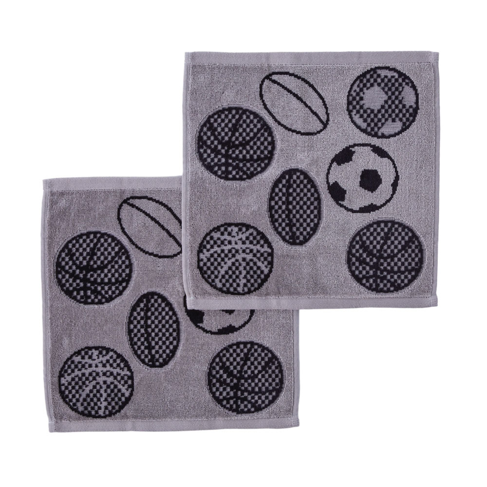 Adairs Kids - Game Day Grey Face Washers Pack of 2 | Adairs