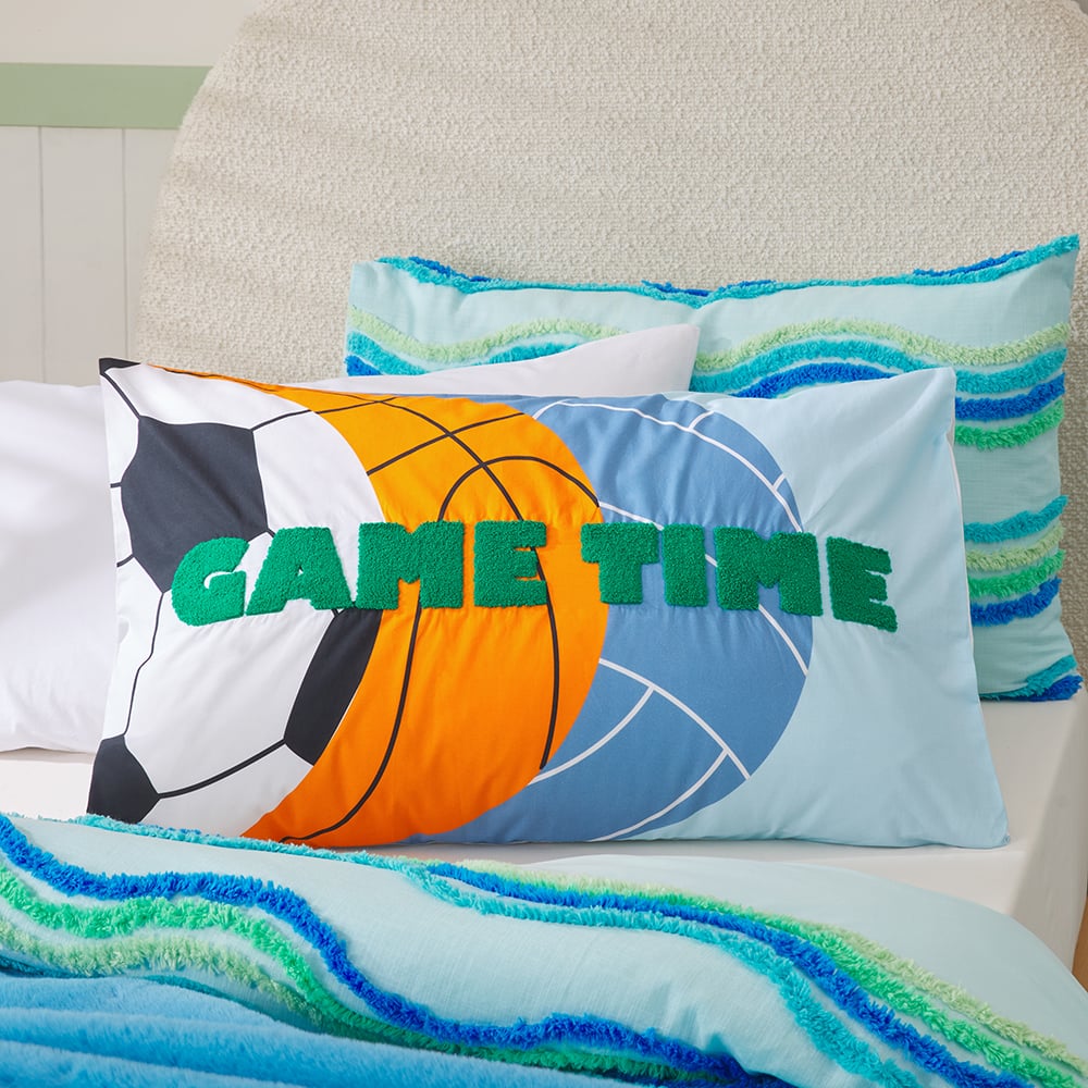 Adairs Kids - Game Time Kids Text Pillowcase | Adairs