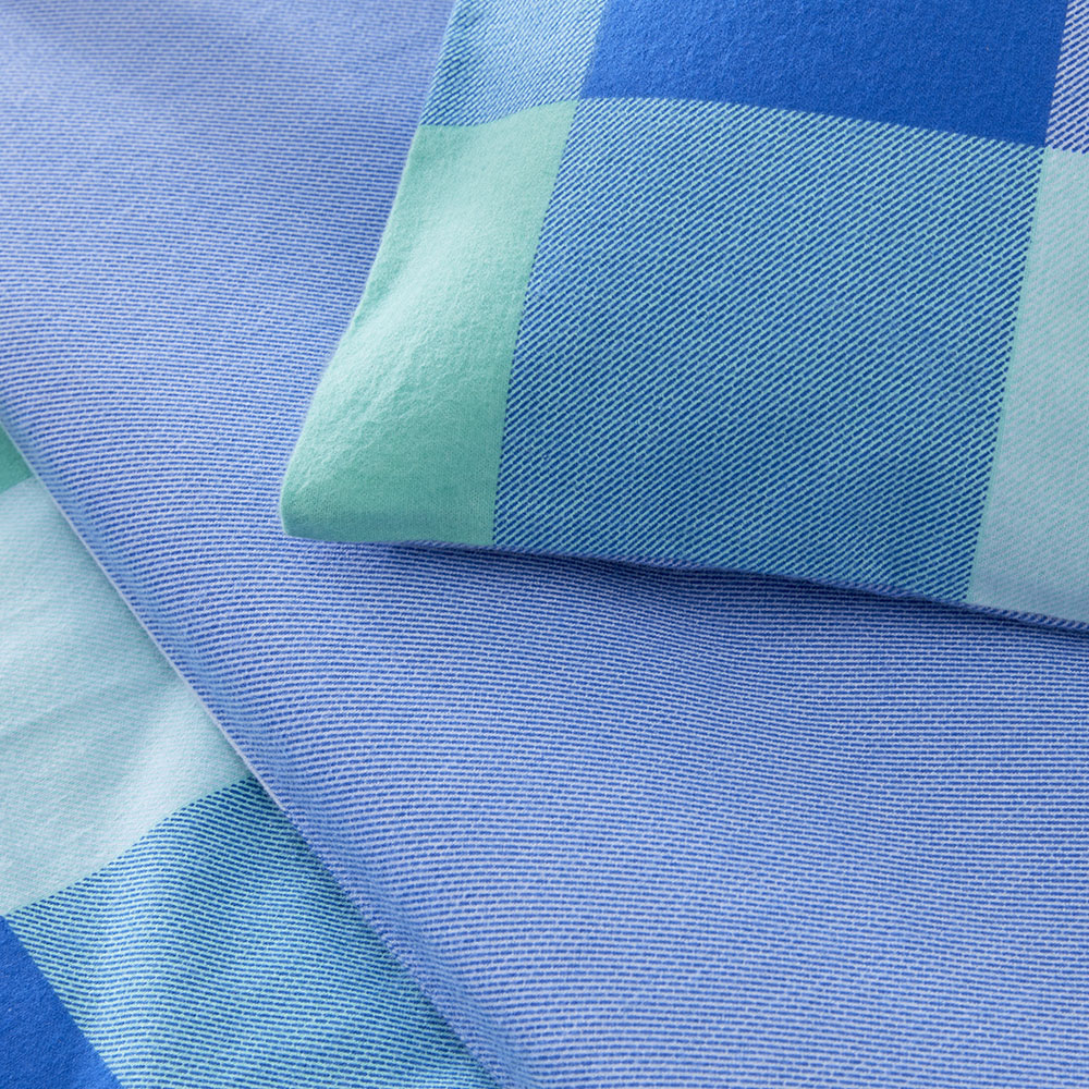 Adairs Kids - Henry Check Blue Flannelette Cot Quilt Cover Set | Adairs