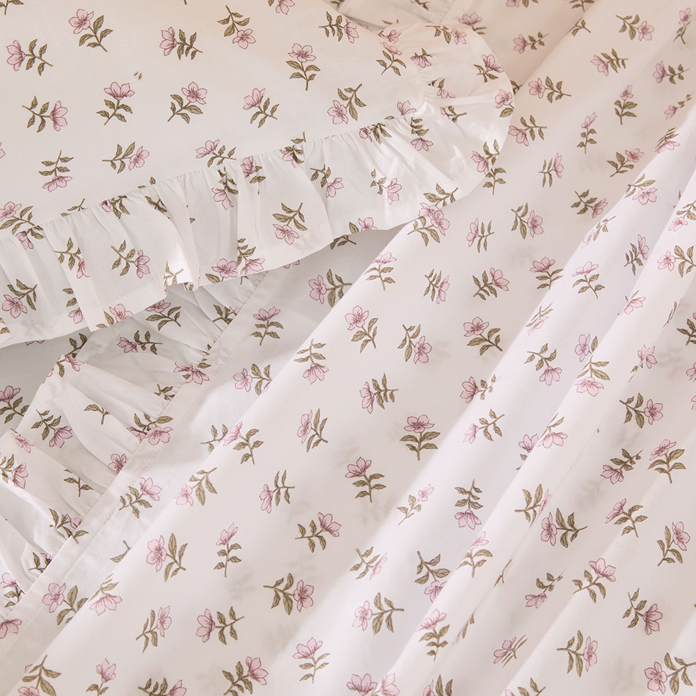 Fleur Harris Dancing Flowers White Ruffle Sheet Set | Adairs