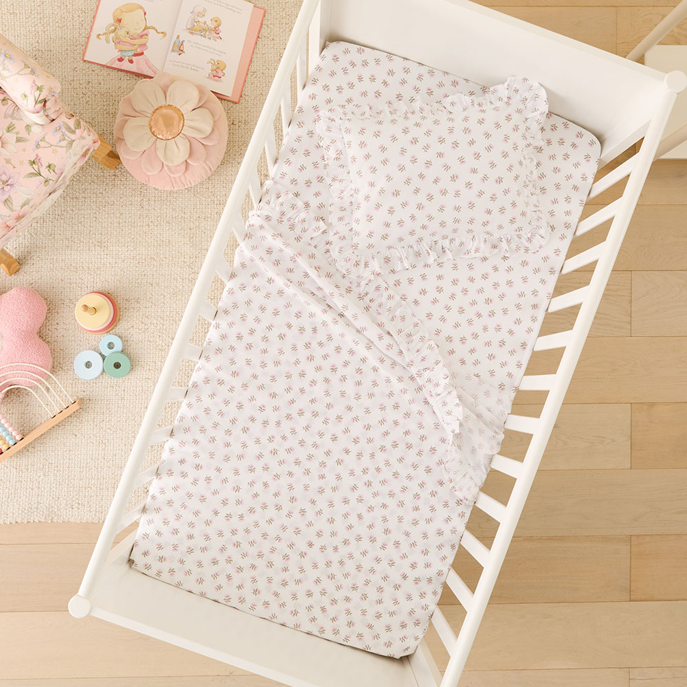 Fleur Harris Dancing Flowers White Ruffle Sheet Set | Adairs