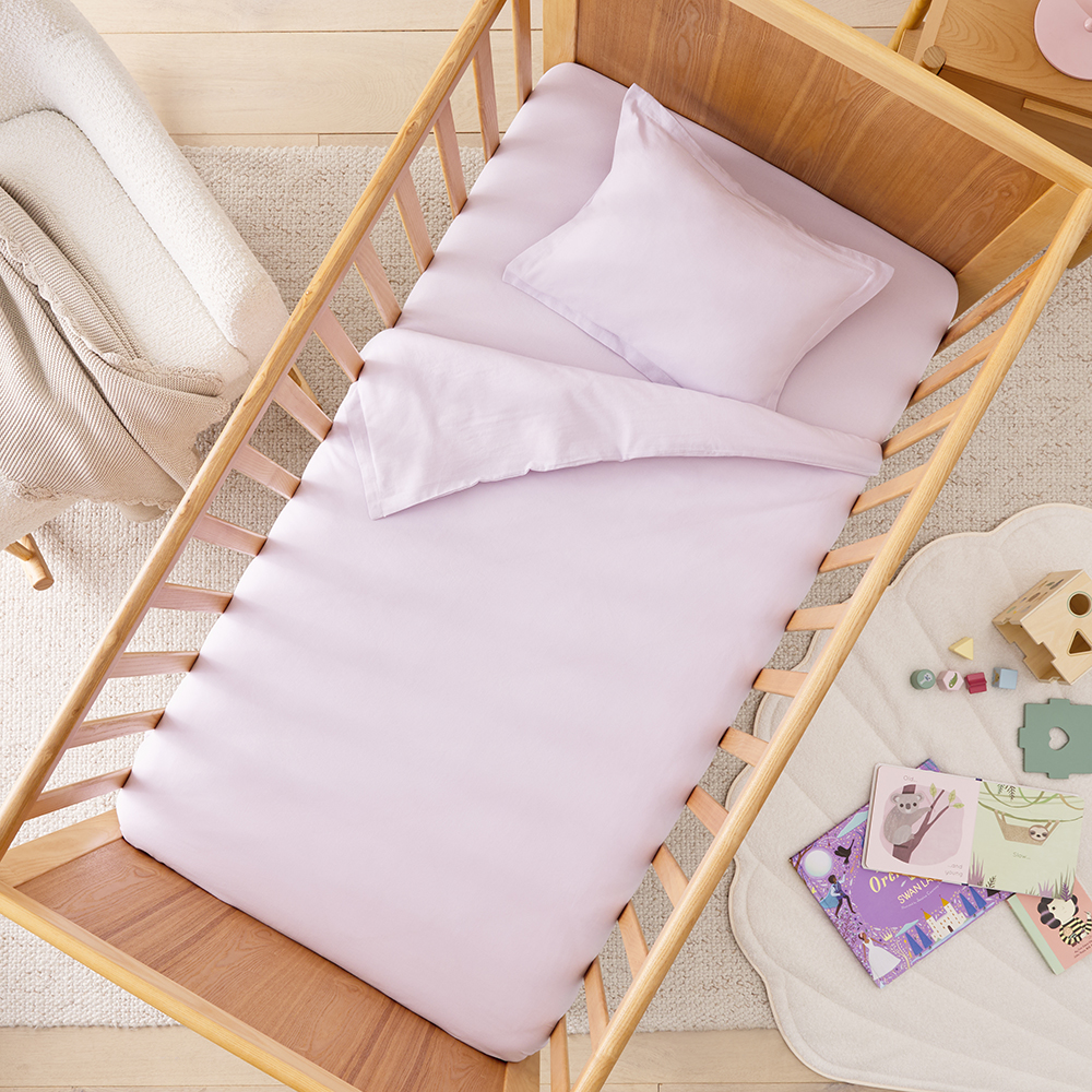 Adairs Kids - Relaxed Linen Look Lavender Cot Quilt Cover Set | Adairs