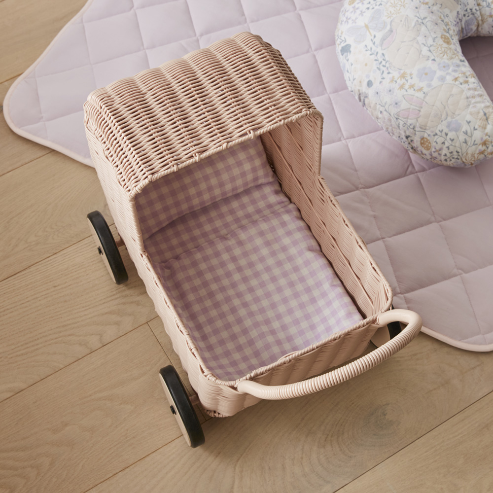 Adairs Kids - Katie's Doll Play Lilac Gingham Pram Bedding Set | Adairs