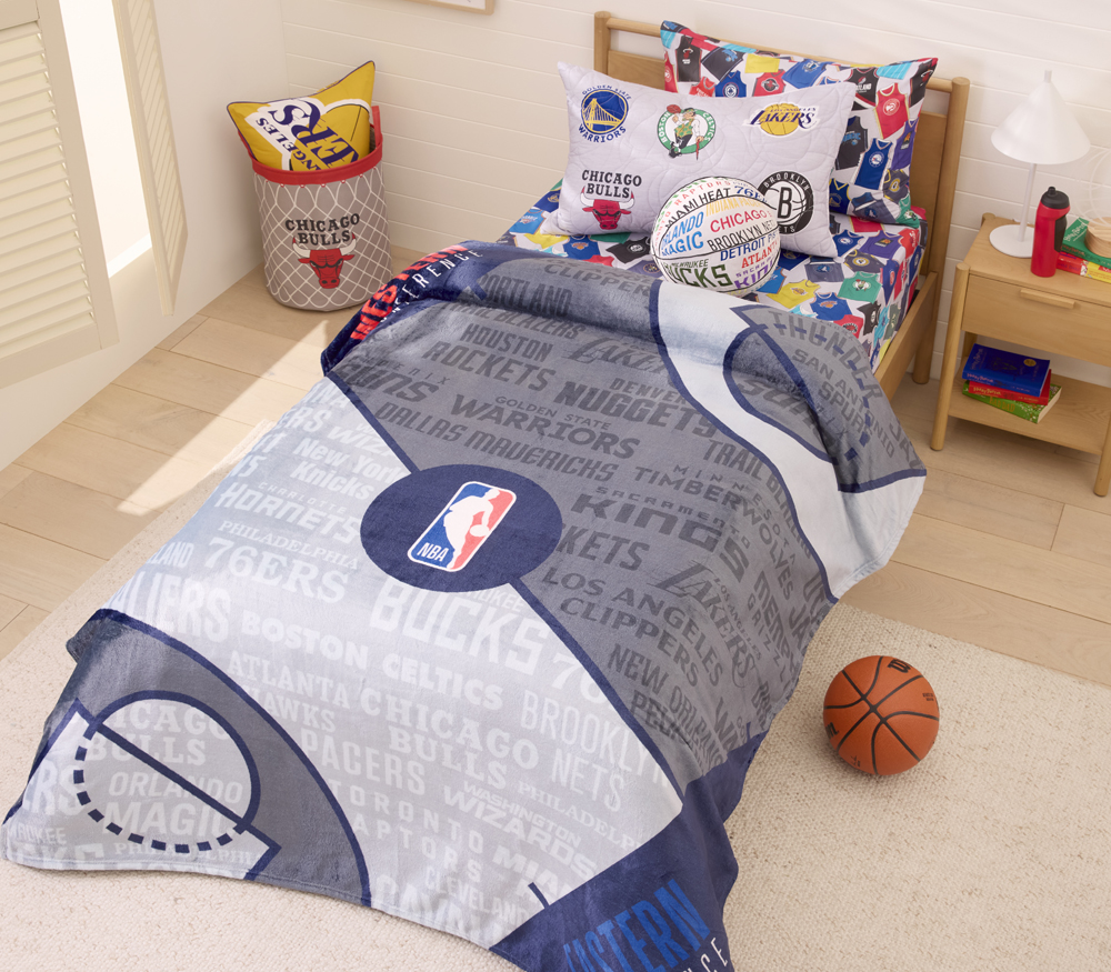Adairs Kids - NBA Teams Grey Ultra Soft Blanket | Adairs