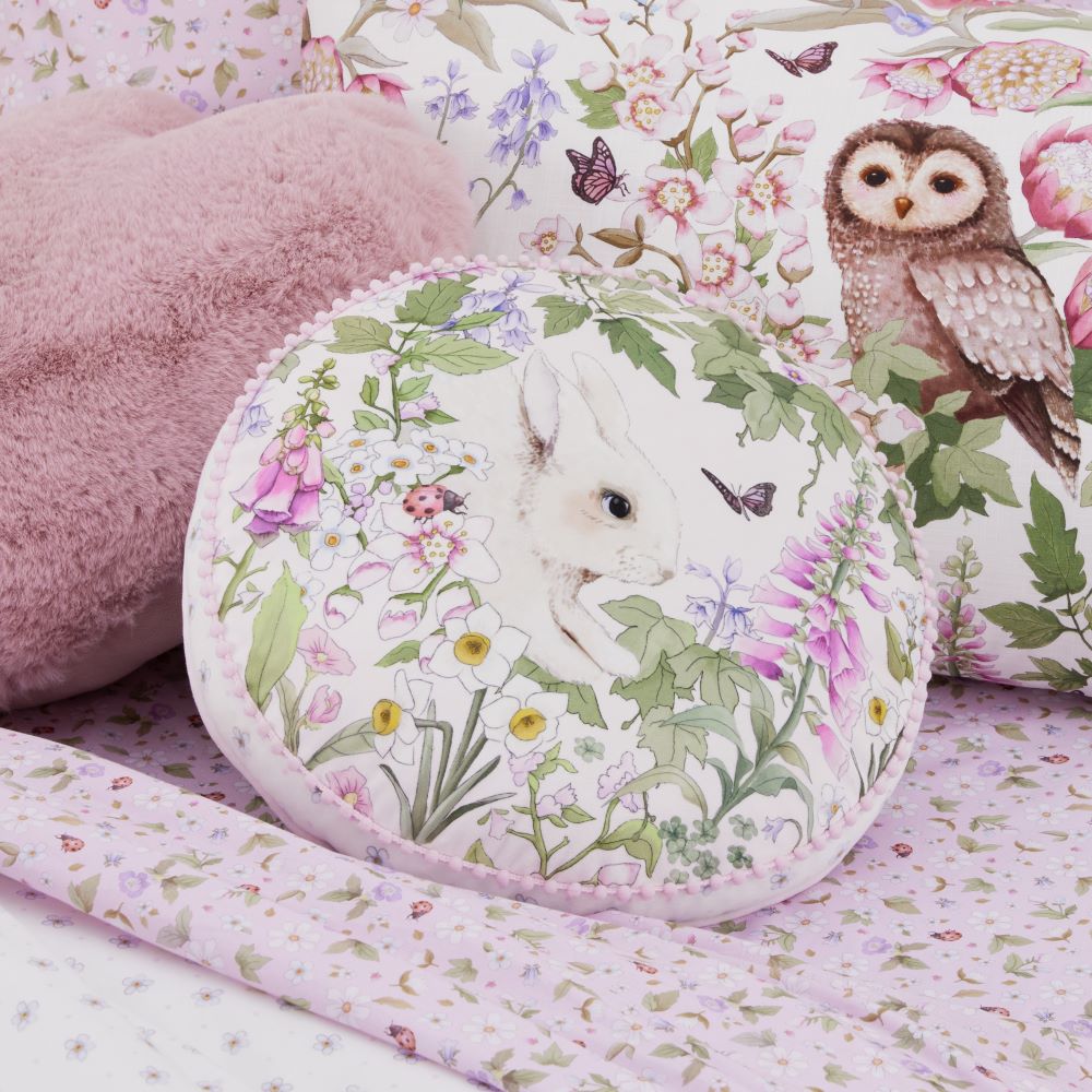 Adairs Kids - Fleur Harris Springtime Bunny Multi Round Velvet Cushion ...