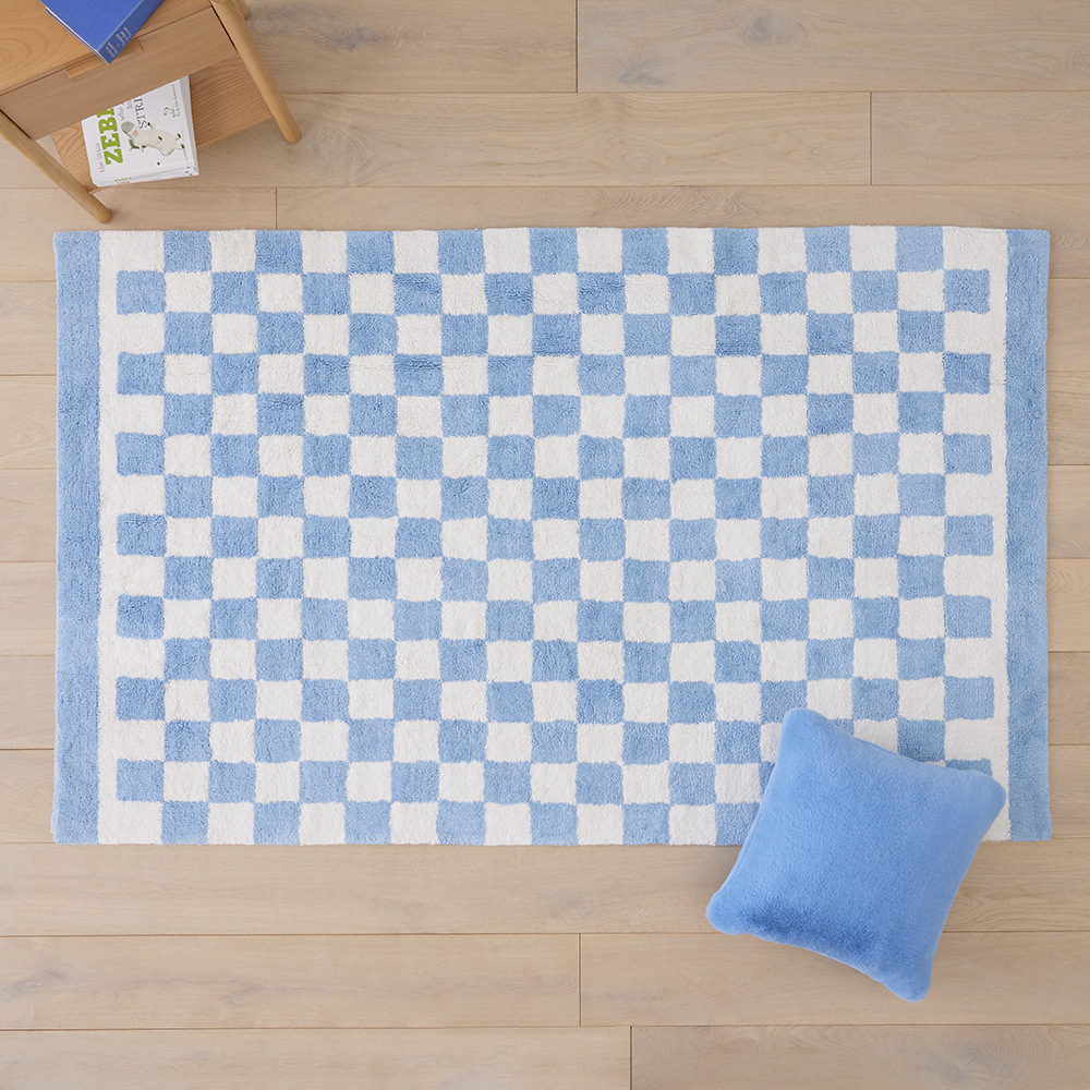 Adairs Kids - Blue Check Decorative Rug | Adairs