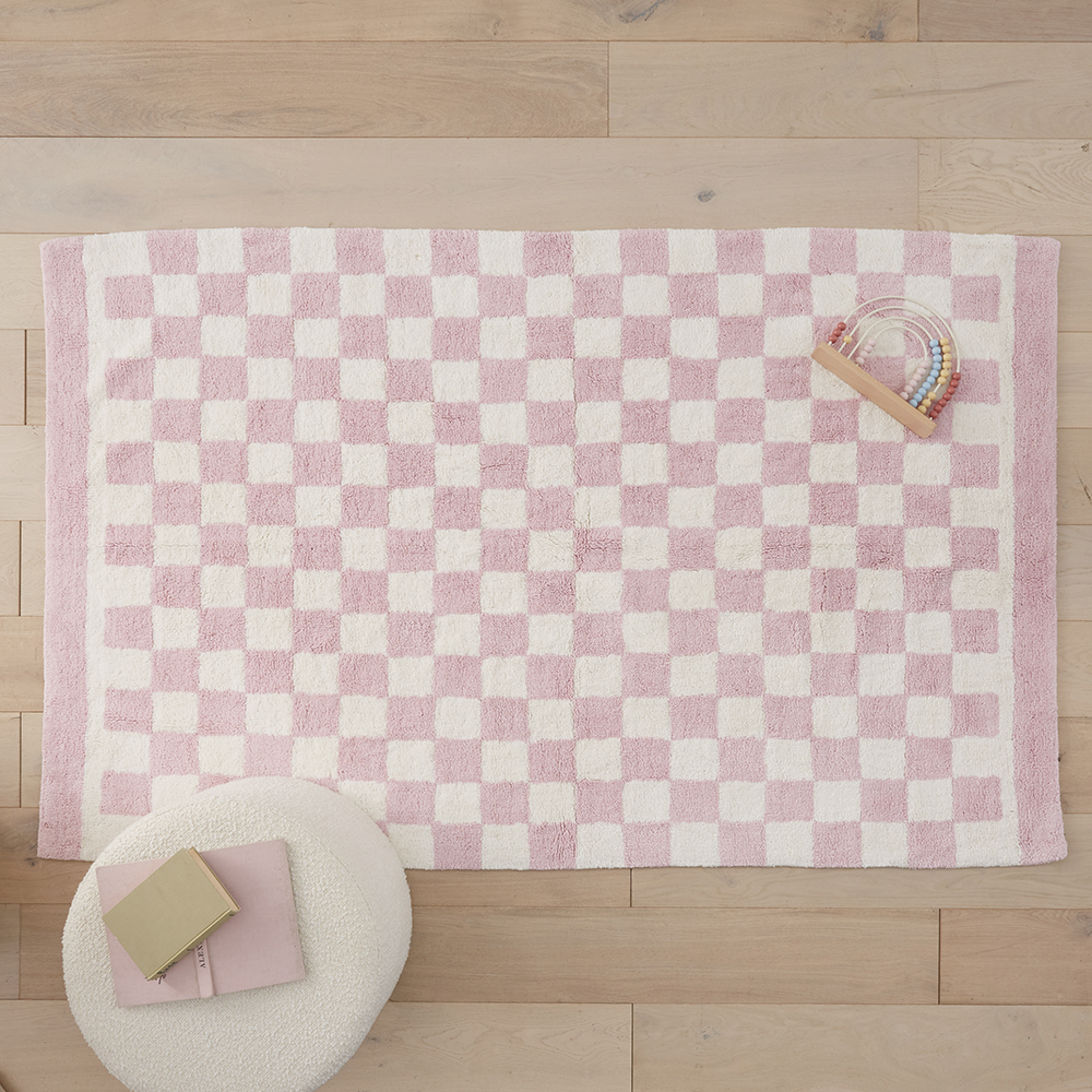 Adairs Kids - Pink Check Decorative Rug | Adairs