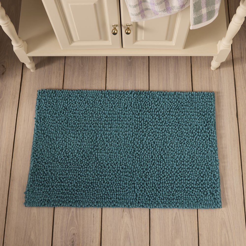 Microplush Teal Bobble Bath Mat | Adairs
