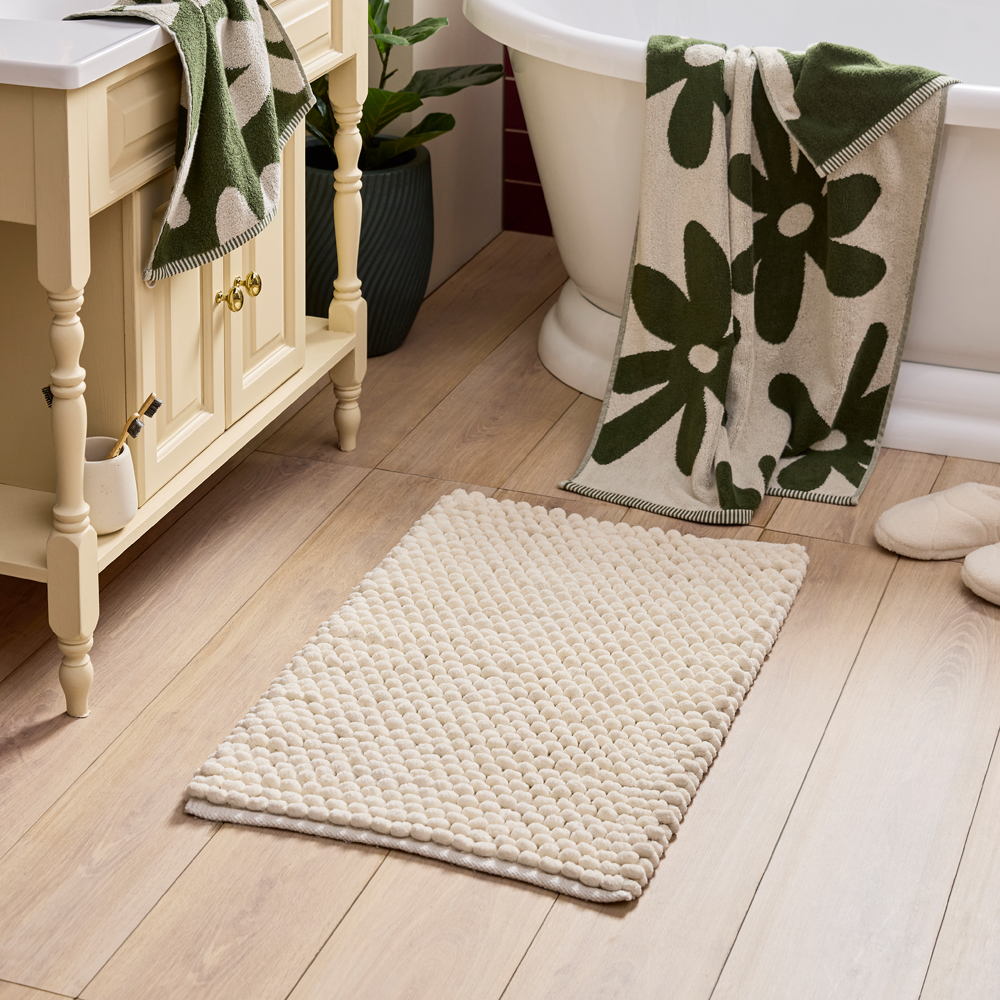 Chunky Bobble Natural Bath Mat | Adairs